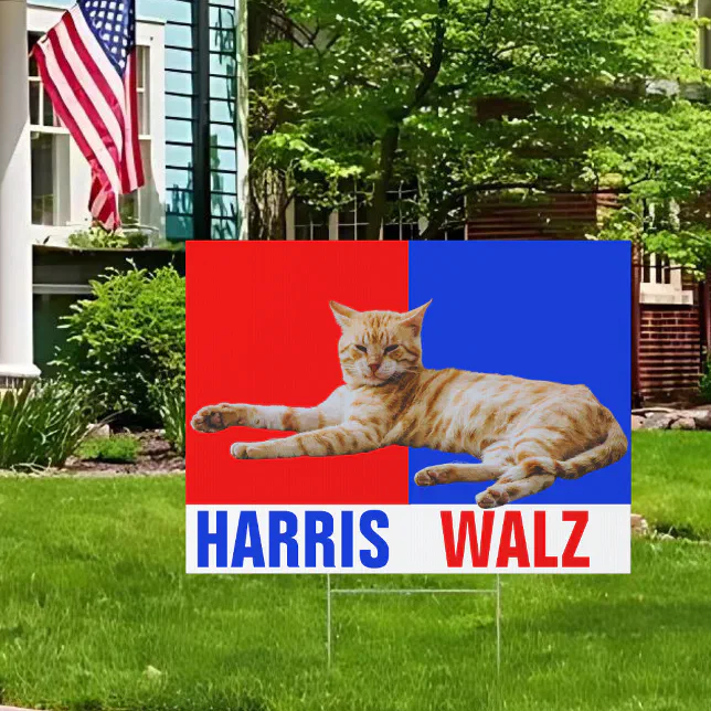 Harris Walz Cat Yard Sign | Zazzle
