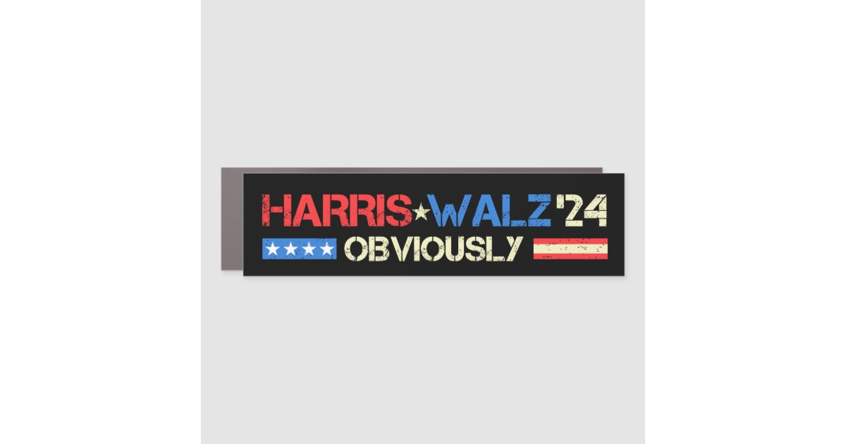 Harris Walz Obviously Kamala Harris Waltz 2024 Car Magnet | Zazzle