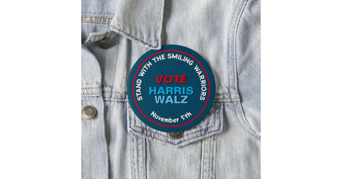 HARRIS WALZ Smiling Warriors Campaign Button | Zazzle