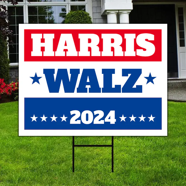 Harris Walz | Tim Walz 2024 Campaign Blue Red Yard Sign | Zazzle