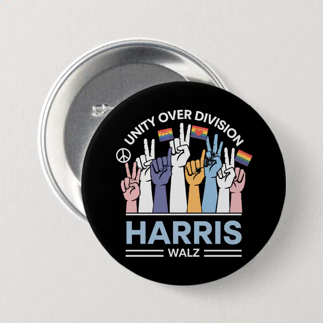 Harris Walz Waltz 2024 Unity Over Division Button | Zazzle
