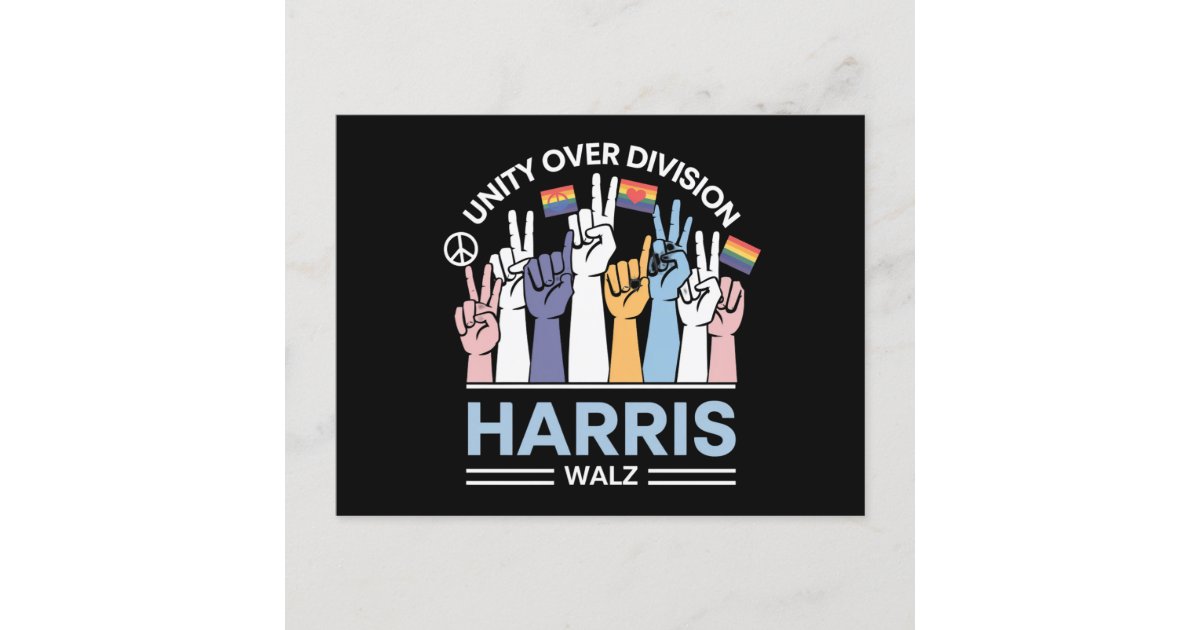 Harris Walz Waltz 2024 Unity Over Division Postcard | Zazzle