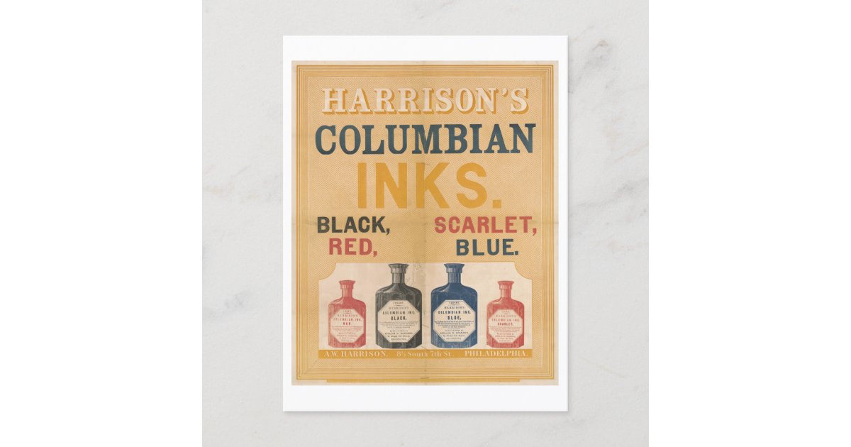 Harrison's Columbian Inks Vintage Advertisement Postcard | Zazzle