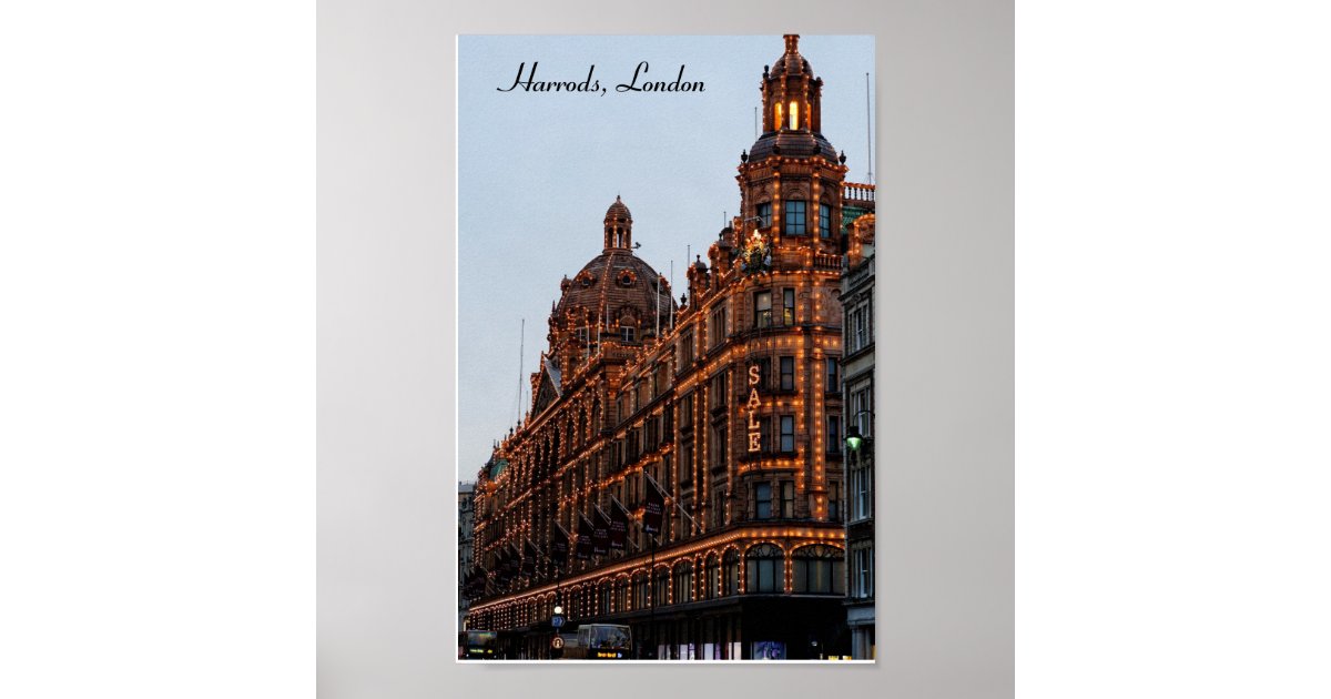Harrods, London Night Lights Poster | Zazzle