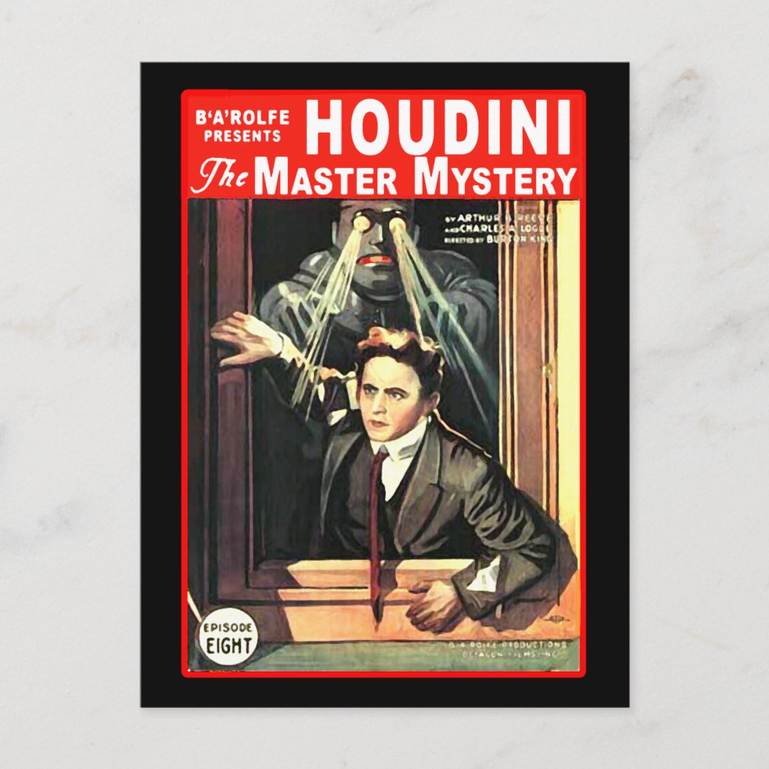 Harry Houdini Pulp Fiction Style Illustration Postcard | Zazzle
