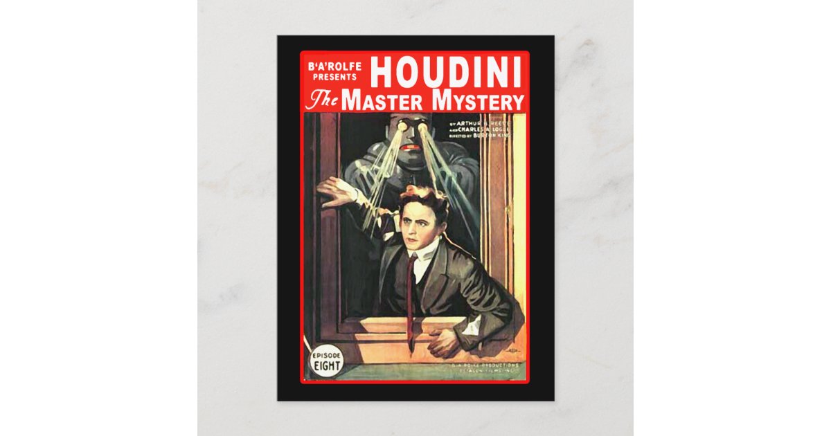 Harry Houdini Pulp Fiction Style Illustration Postcard | Zazzle