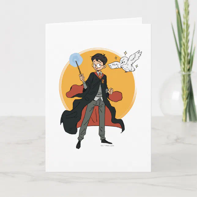 HARRY POTTER™ and Hedwig Illustration Card | Zazzle