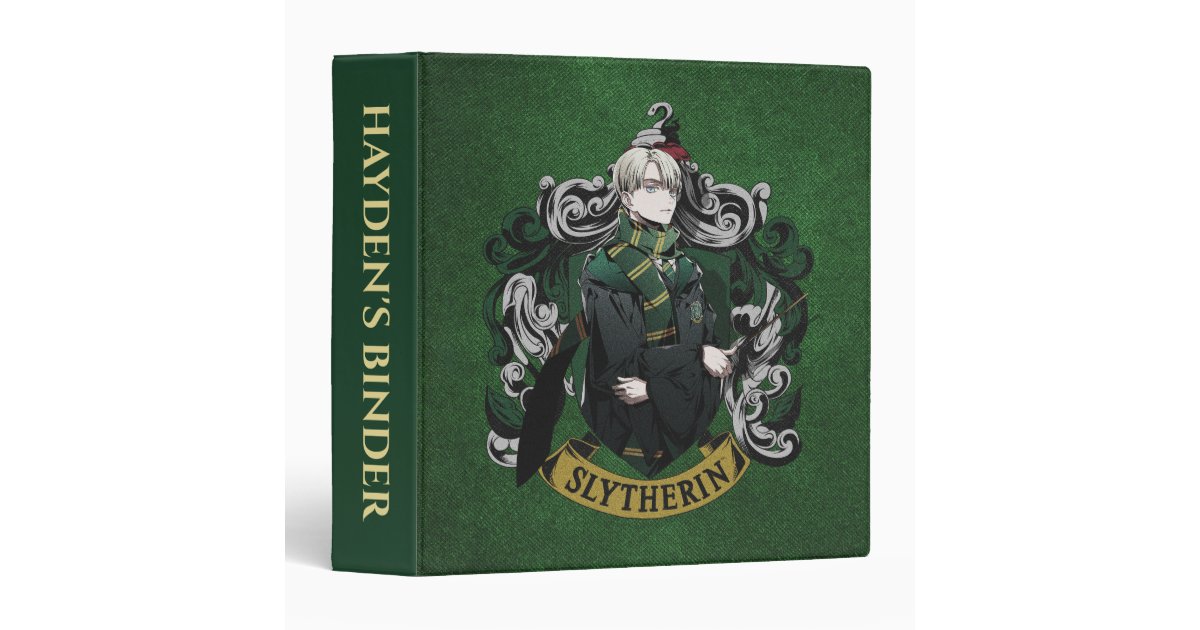 HARRY POTTER™ | Anime Draco Malfoy House Crest 3 Ring Binder | Zazzle