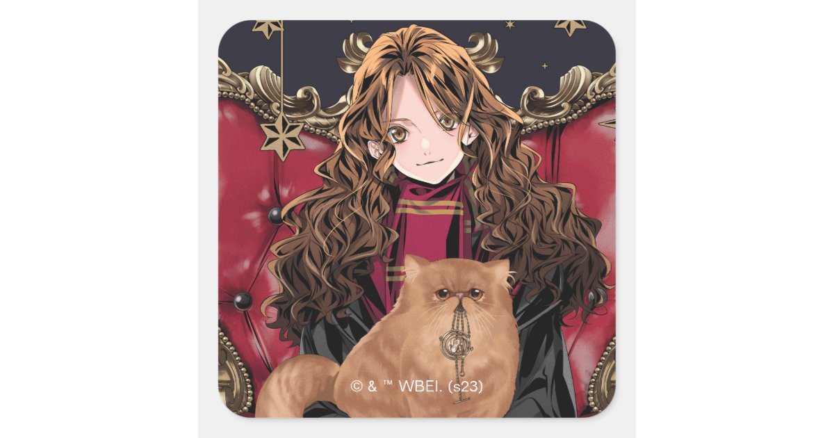 HARRY POTTER™ | Anime Hermione Granger Seated Square Sticker | Zazzle