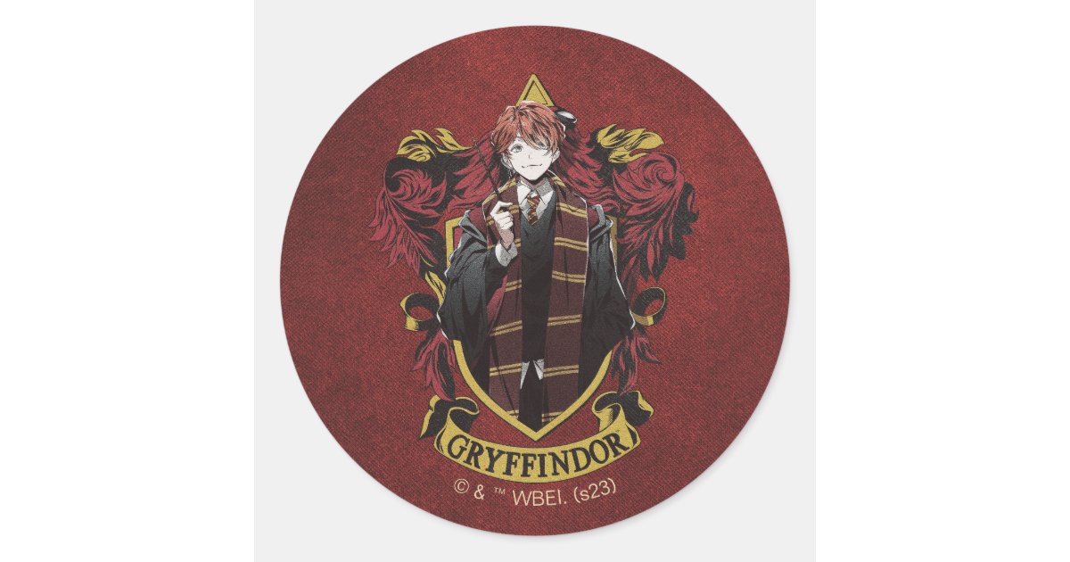 HARRY POTTER™ | Anime Ron Weasley House Crest Classic Round Sticker ...