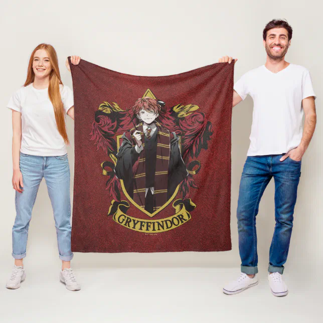 HARRY POTTER™ | Anime Ron Weasley House Crest Fleece Blanket | Zazzle