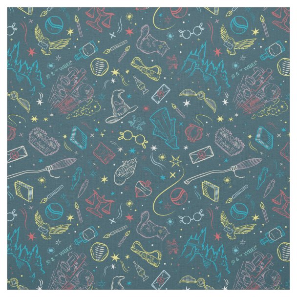 Harry Potter Icons Pattern Fabric | Zazzle