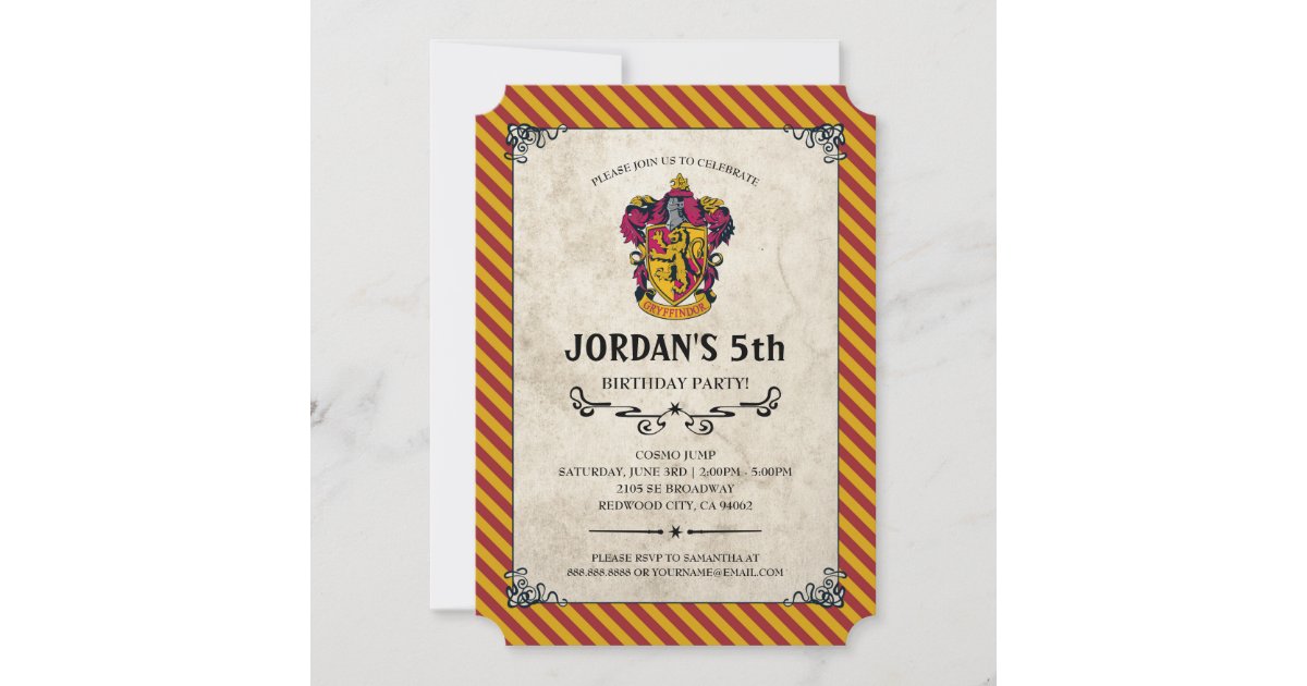 Harry Potter Birthday | Gryffindor Invitation | Zazzle
