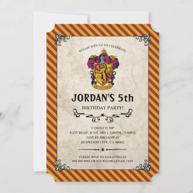 Harry Potter Birthday | Gryffindor Invitation | Zazzle