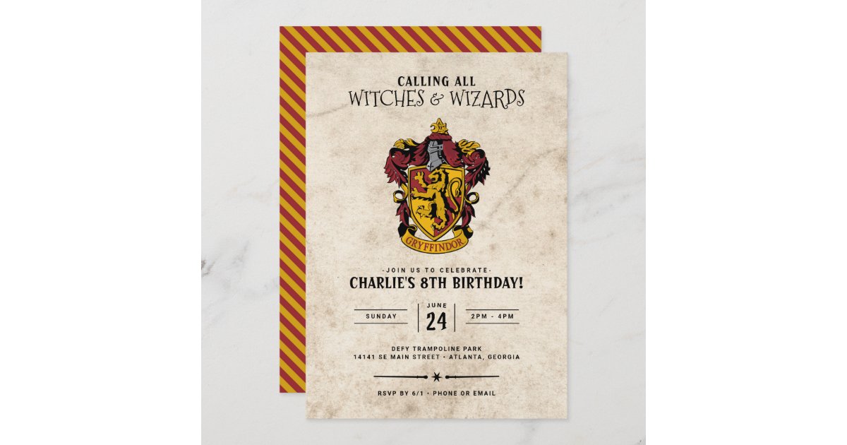 Harry Potter Birthday | Gryffindor Invitation | Zazzle