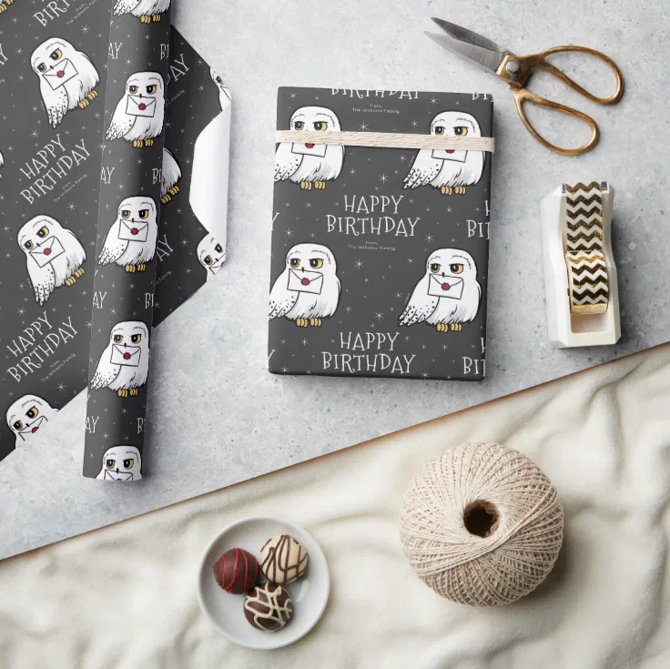 Harry Potter Birthday | Hedwig Chalkboard Wrapping Paper | Zazzle