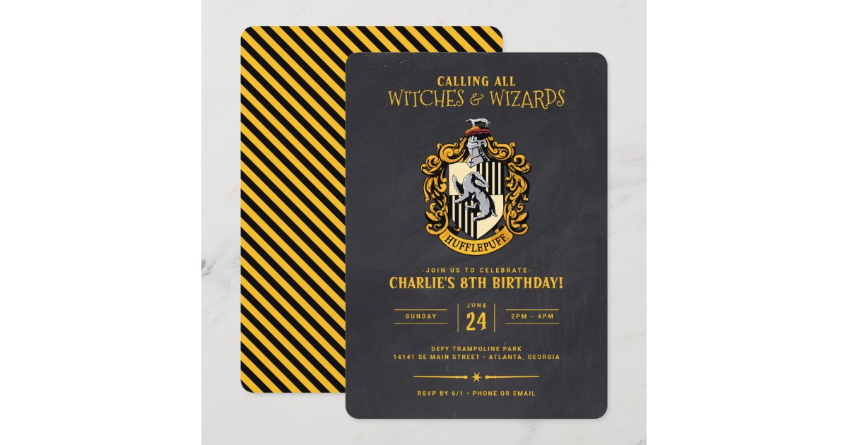 Harry Potter Birthday | Hufflepuff Chalkboard Invitation | Zazzle