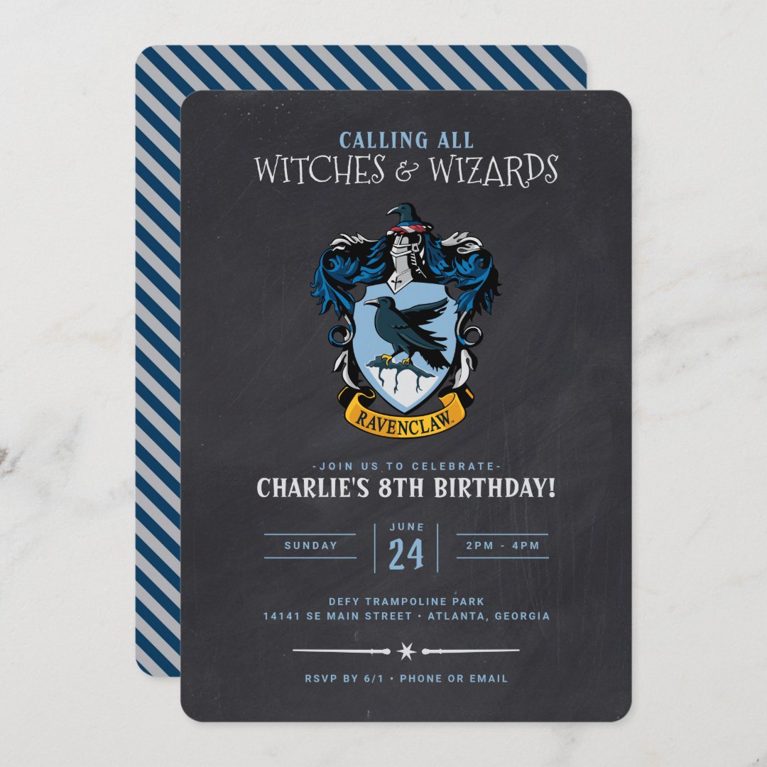 Harry Potter Birthday | Ravenclaw Chalkboard Invitation | Zazzle