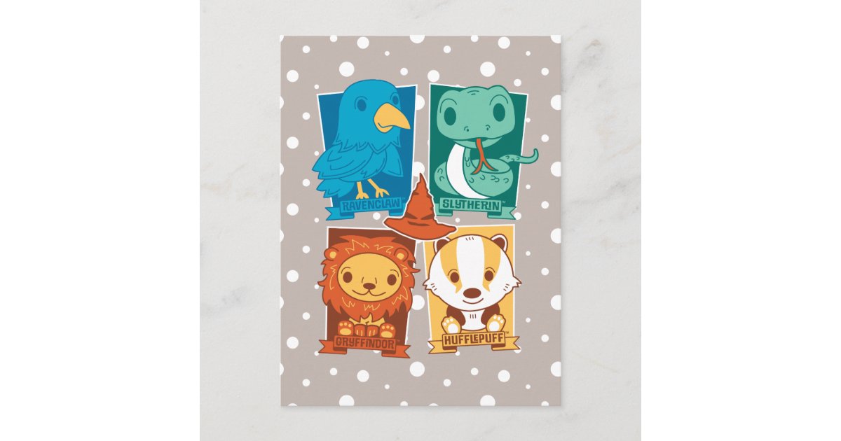 HARRY POTTER™ | CARTOON HOGWARTS™ HOUSES POSTCARD | Zazzle