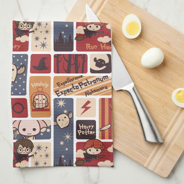 Harry Potter Cartoon Scenes Pattern Kitchen Towel | Zazzle