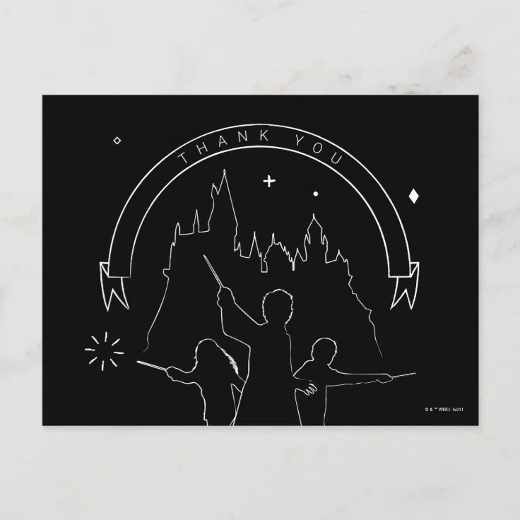 HARRY POTTER™ Characters and Castle Outline Postcard | Zazzle