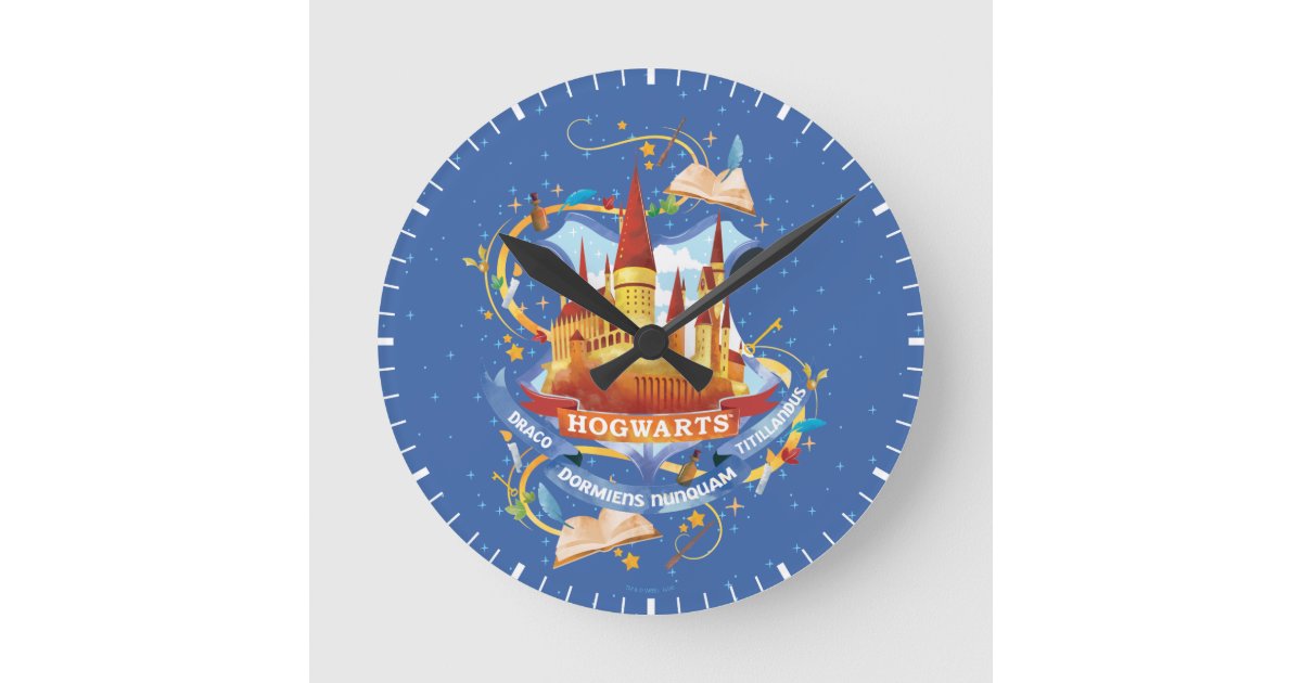 Harry Potter | Charming HOGWARTS™ Castle Round Clock | Zazzle