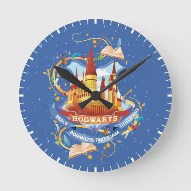 Harry Potter | Charming HOGWARTS™ Castle Round Clock | Zazzle