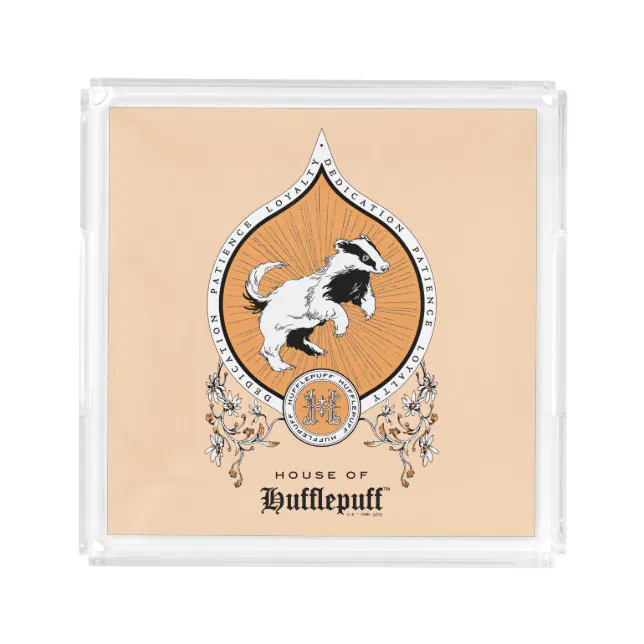 HARRY POTTER™ | Delicate Sketch HUFFLEPUFF™ Crest Acrylic Tray | Zazzle