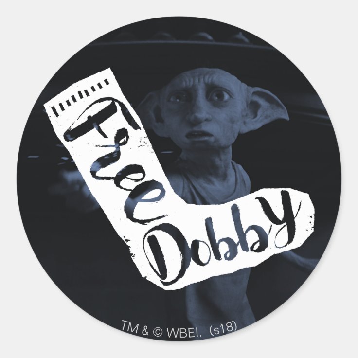Harry Potter | "Free Dobby" Sock Typography Classic Round Sticker | Zazzle