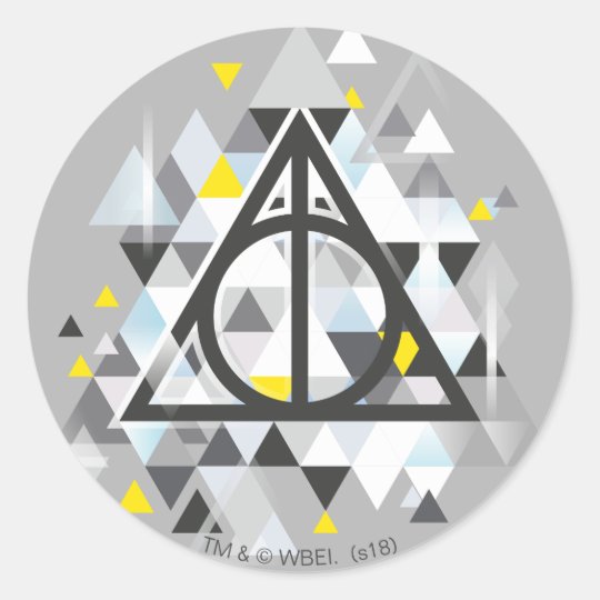 Harry Potter | Geometric Deathly Hallows Symbol Classic Round Sticker ...