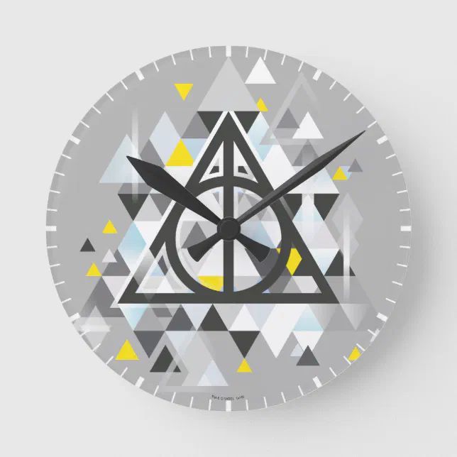 Harry Potter | Geometric Deathly Hallows Symbol Round Clock | Zazzle