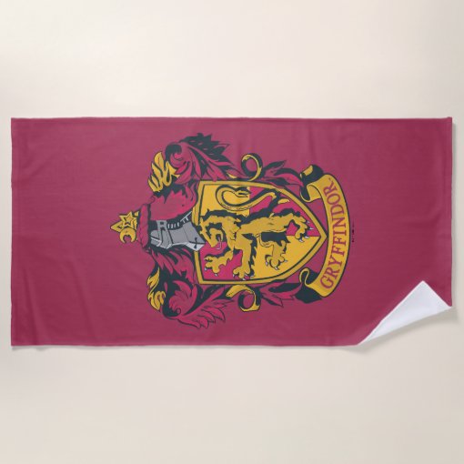 Harry Potter | Gryffindor Crest Gold and Red Beach Towel | Zazzle