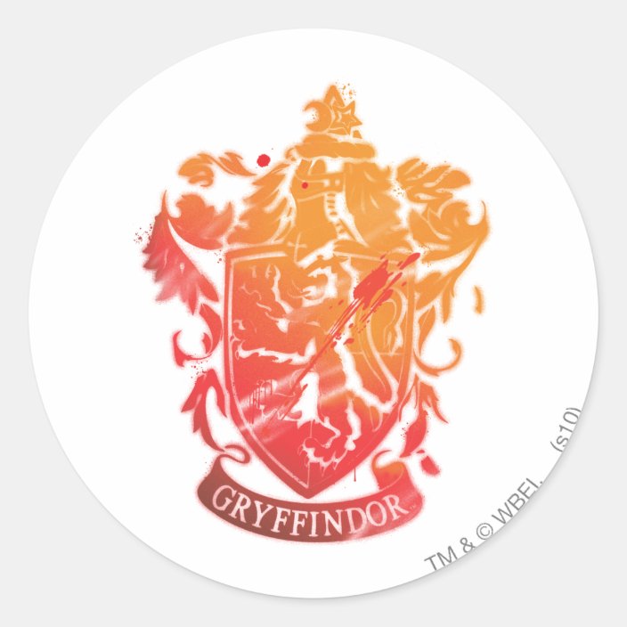 Harry Potter | Gryffindor Crest - Splattered Classic Round Sticker ...