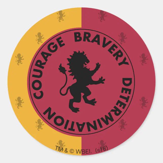 Harry Potter | GRYFFINDOR™ House Traits Graphic Classic Round Sticker ...