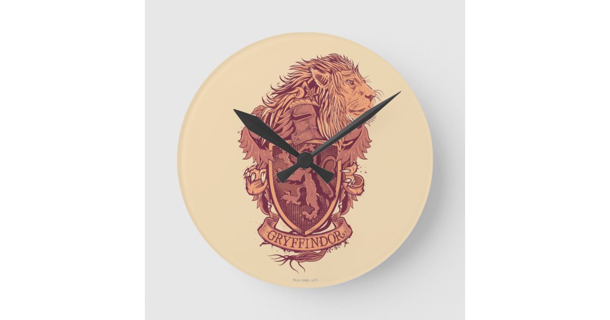 Harry Potter | Gryffindor Lion Crest Round Clock | Zazzle