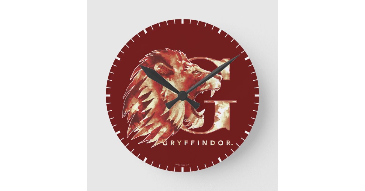 Harry Potter | GRYFFINDOR™ Lion Watercolor Round Clock | Zazzle
