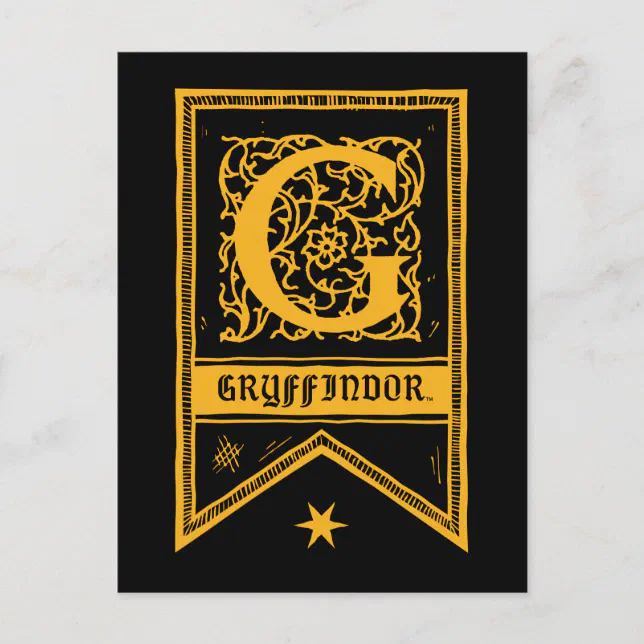 Harry Potter | Gryffindor Monogram Banner Postcard | Zazzle