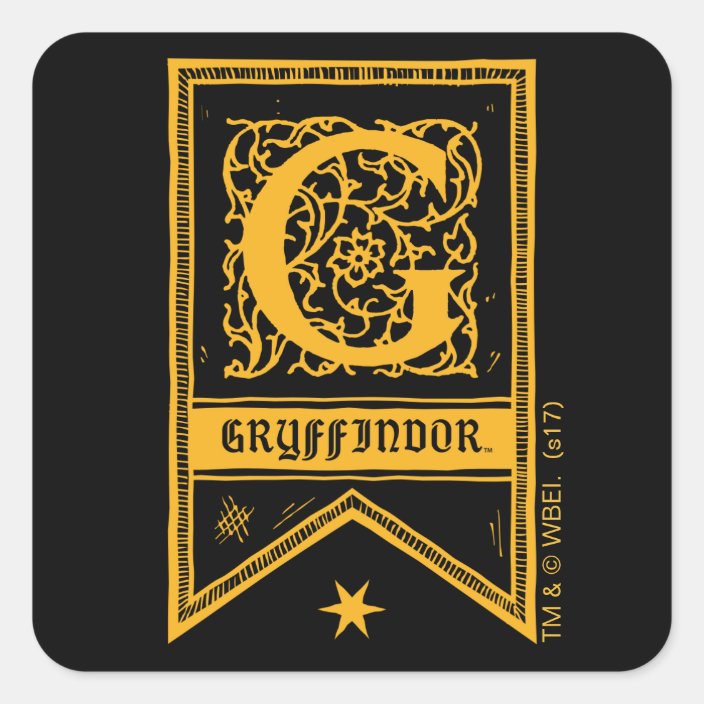 Harry Potter | Gryffindor Monogram Banner Square Sticker | Zazzle