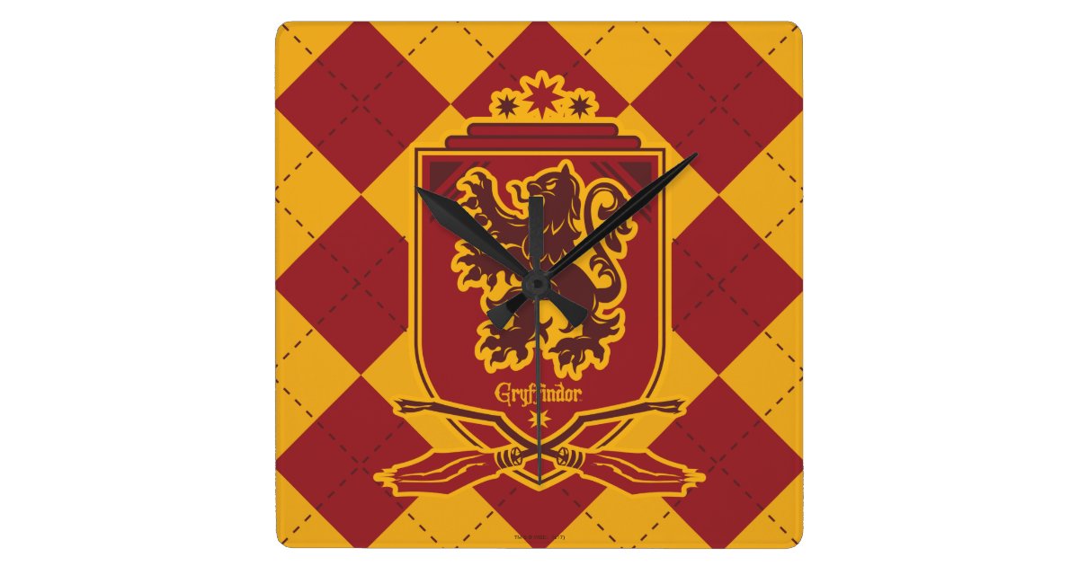 Harry Potter | Gryffindor QUIDDITCH™ Crest Square Wall Clock | Zazzle.com