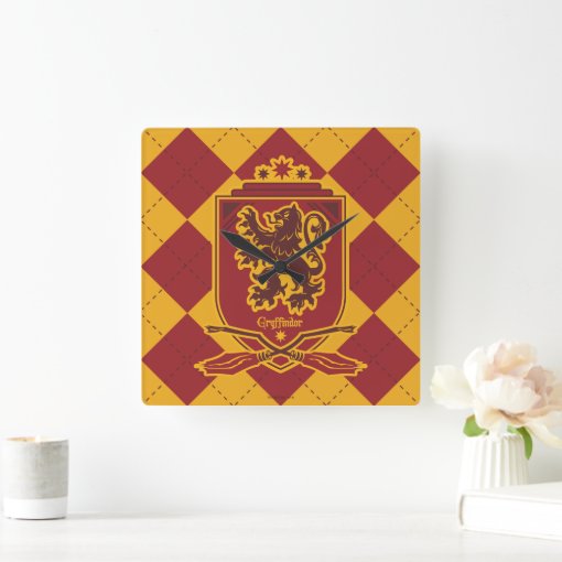 Harry Potter | Gryffindor QUIDDITCH™ Crest Square Wall Clock | Zazzle