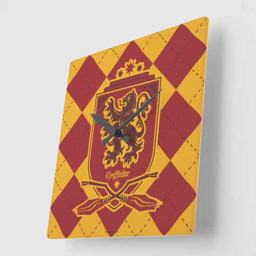 Harry Potter | Gryffindor QUIDDITCH™ Crest Square Wall Clock | Zazzle