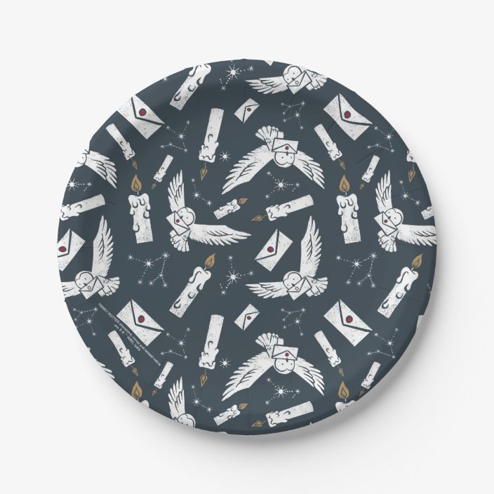 HARRY POTTER™ Hedwig Delivering Letters Pattern Paper Plates | Zazzle.com