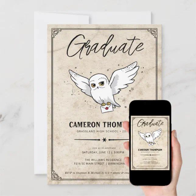 Harry Potter | Hedwig Graduation Party Invitation | Zazzle