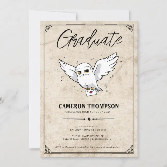 Harry Potter | Hedwig Graduation Party Invitation | Zazzle