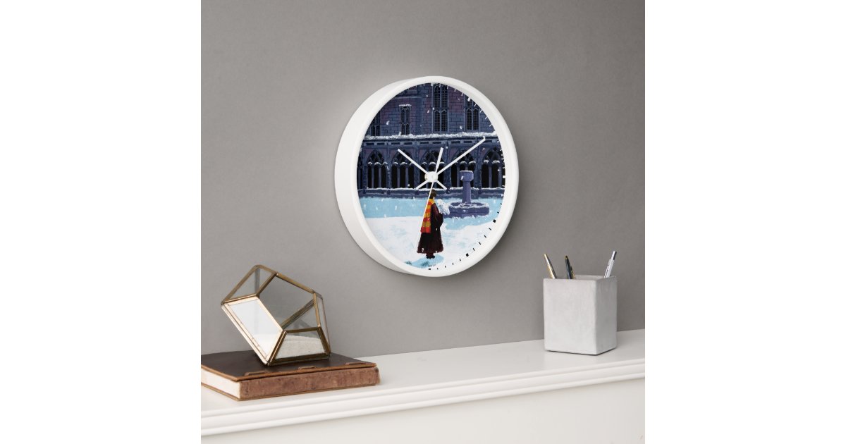 HARRY POTTER™ & Hedwig in HOGWARTS™ Courtyard Clock | Zazzle