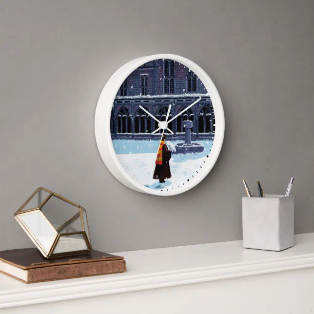HARRY POTTER™ & Hedwig in HOGWARTS™ Courtyard Clock | Zazzle