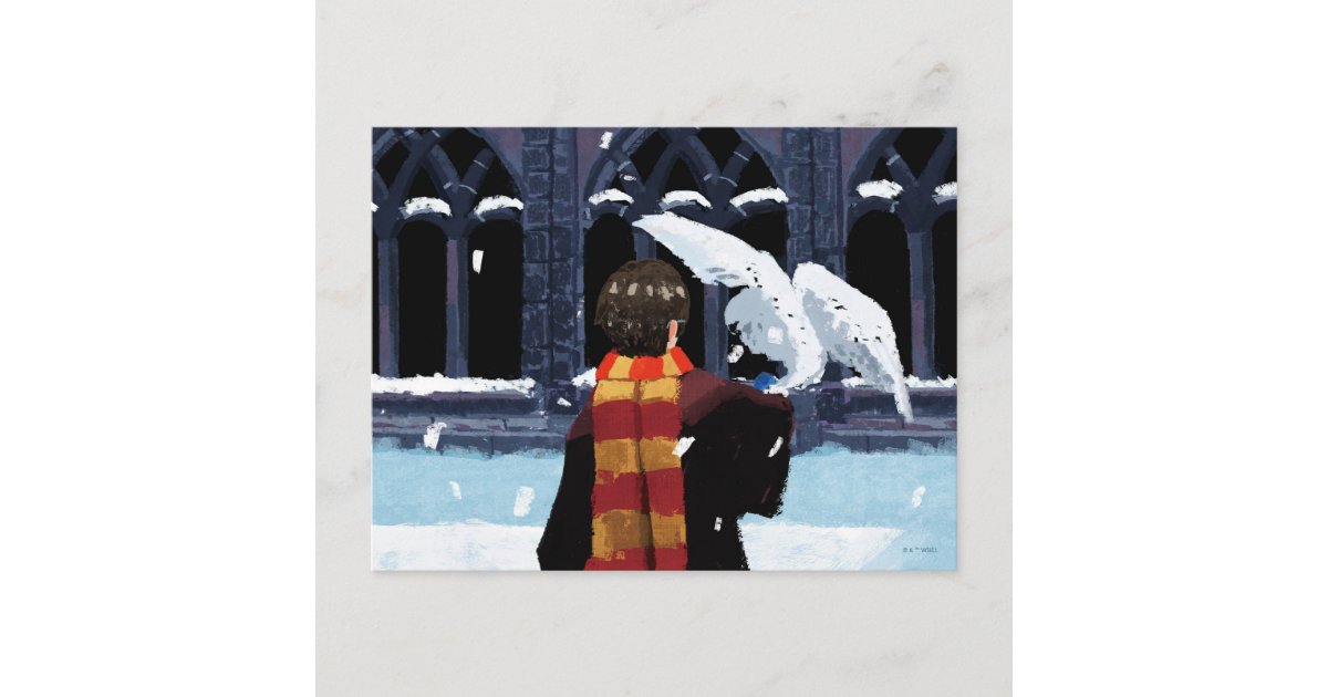 HARRY POTTER™ & Hedwig in the Snow Postcard | Zazzle
