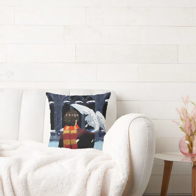 HARRY POTTER™ & Hedwig in the Snow Throw Pillow | Zazzle