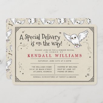 Harry Potter Hedwig Special Delivery Gender Reveal Invitation | Zazzle