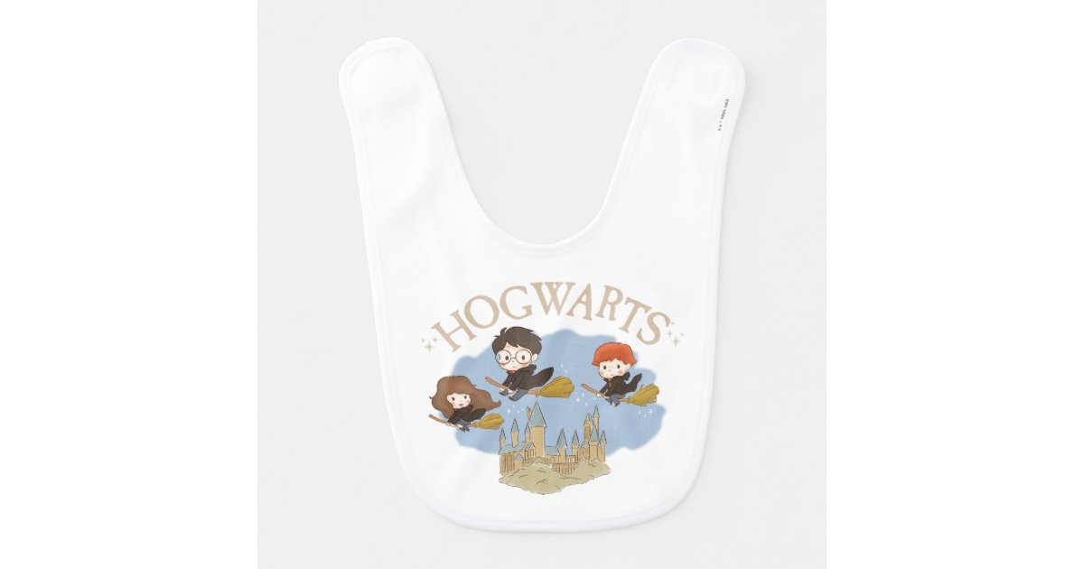 HARRY POTTER™, Hermione, & Ron Fly Over HOGWARTS™ Baby Bib | Zazzle